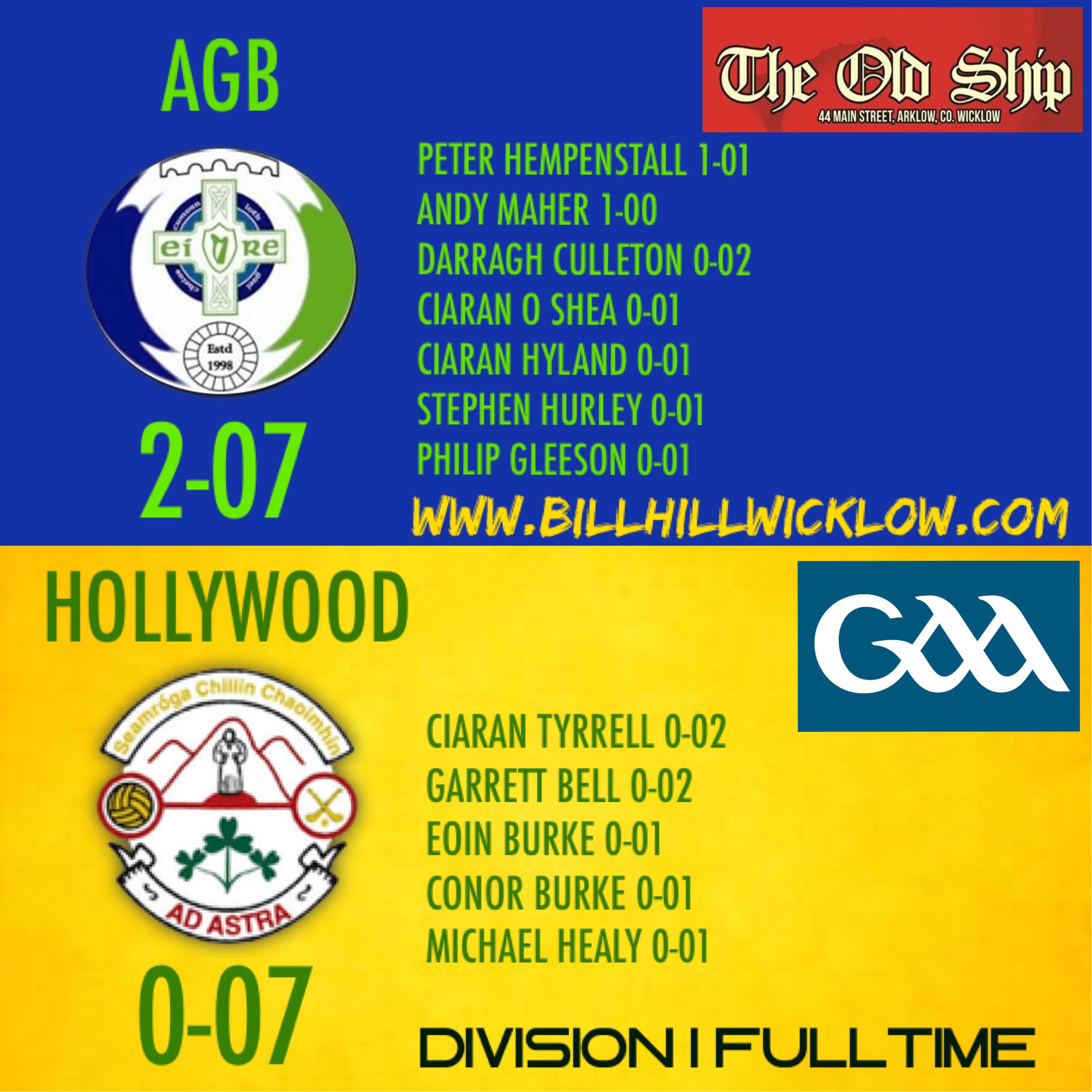 Arklow Geraldines Ballymoney vs Hollywood